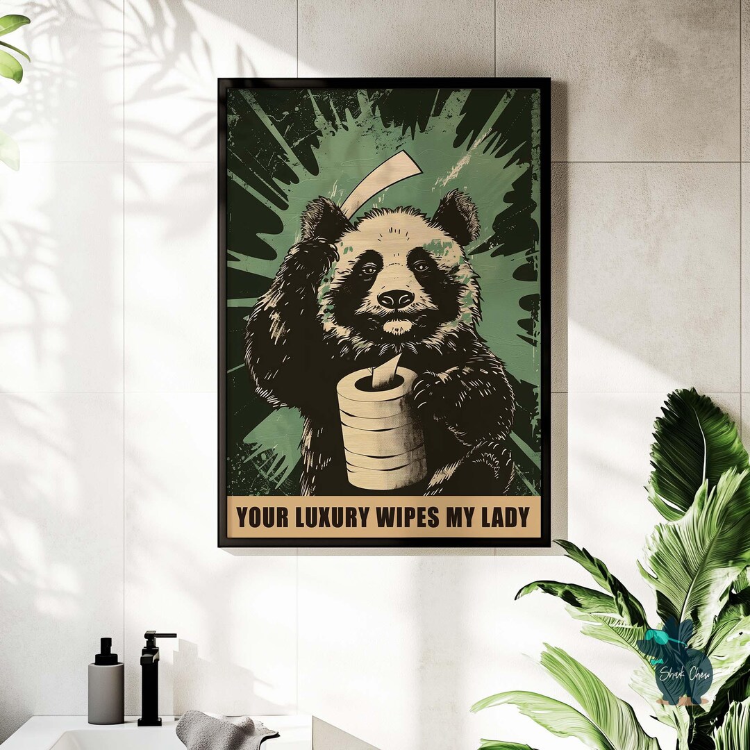 Funny Bathroom Art Print Wall Art Decor, Panda Wall Decor for Bathroom ...