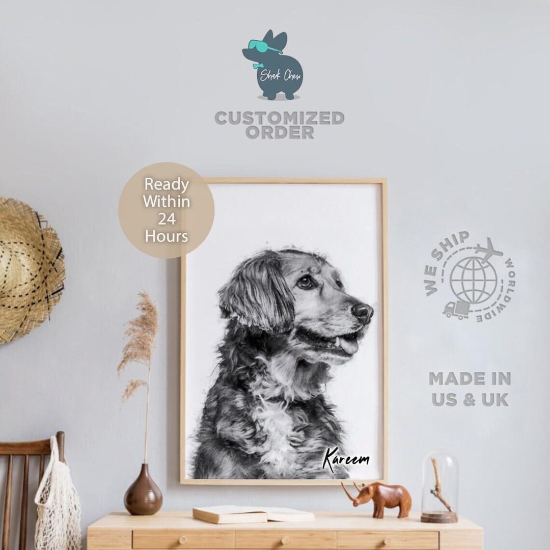 Custom Dog Portrait: Pet Memorial Art - Etsy