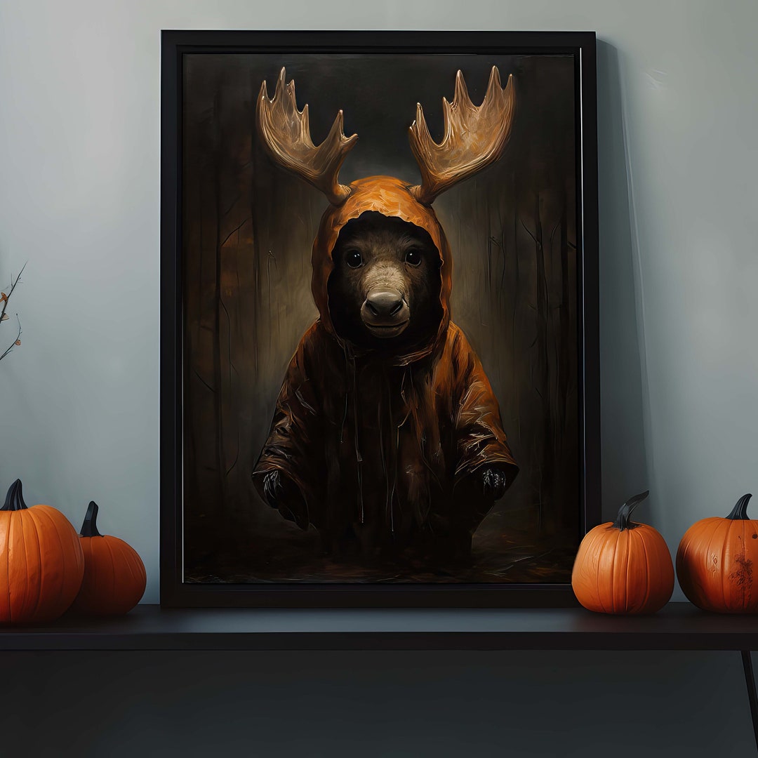 Gothic Moose Wall Artspooky Animal Decoranimal Themed Home - Etsy
