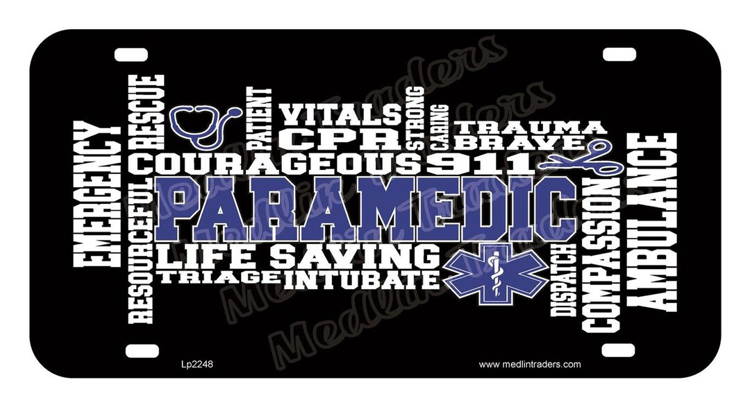 Paramedic Word Art Front Novelty License Plate LP2248 - Etsy