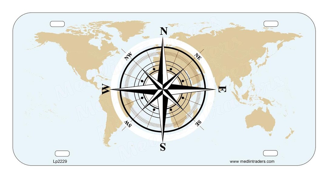 World Map With Compass Front Novelty License Plate LP2229 - Etsy