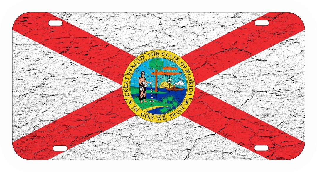 Distressed Florida State Flag Front Novelty License Plate - Etsy