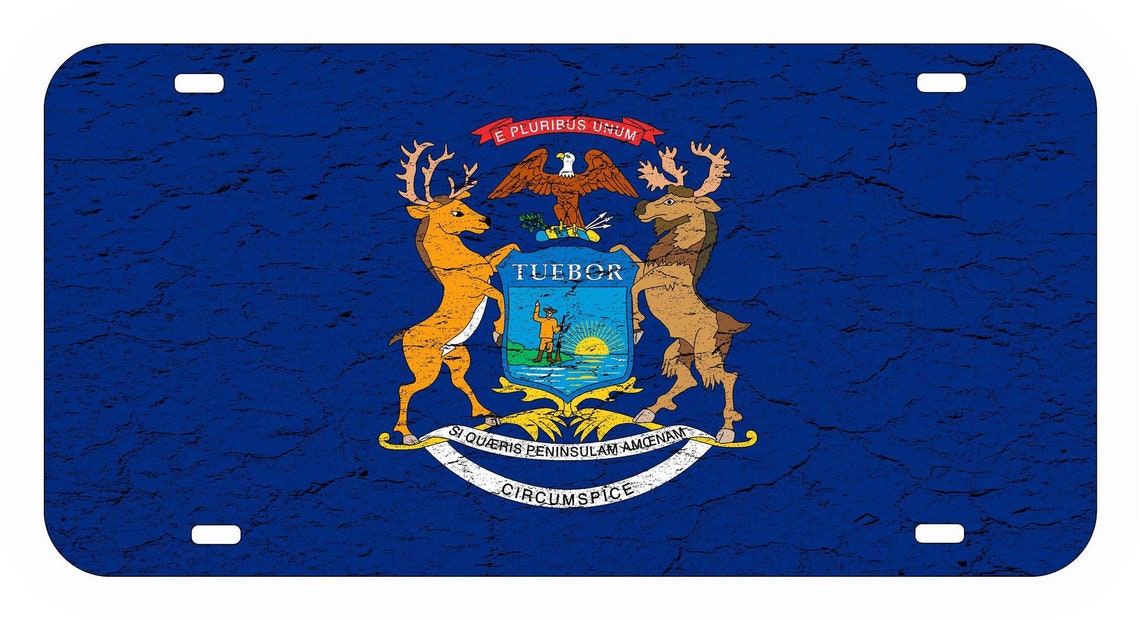 Distressed Michigan State Flag Front Novelty License Plate - Etsy