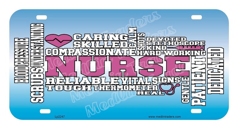 Nurse Word Art Front Novelty License Plate LP2247 - Etsy