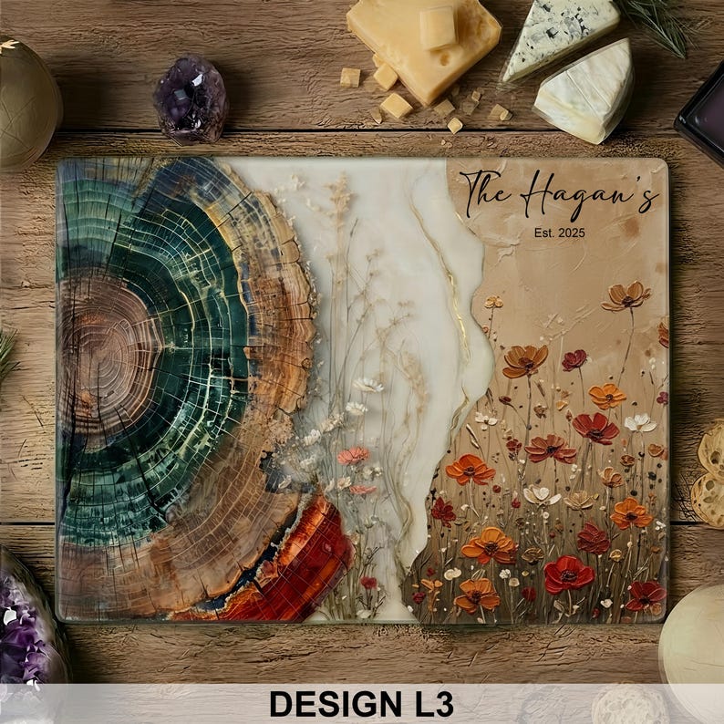 Personalized Charcuterie Board Wildflower Wood Look Cutting Board ...