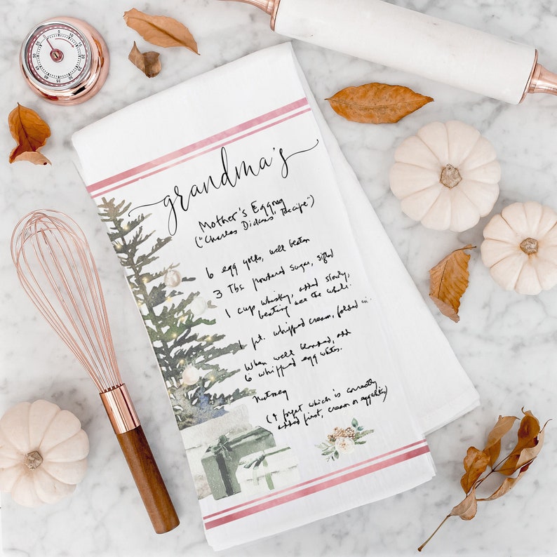 Handwritten Recipe Tea Towel Custom Tea Towels Family Recipe Kitchen ...