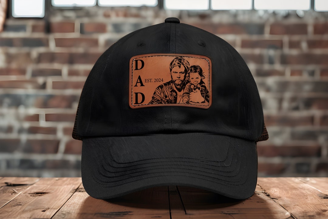 Trucker Hat Leather Patch Hat Personalized Gift for Dad Fathers Day ...