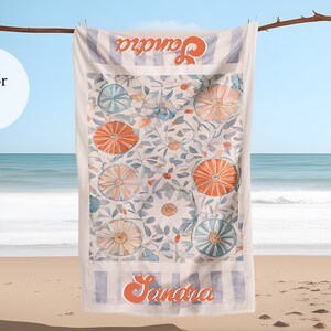 Retro Personalized Beach Towel, Retro Style Custom Name Beach Towel ...
