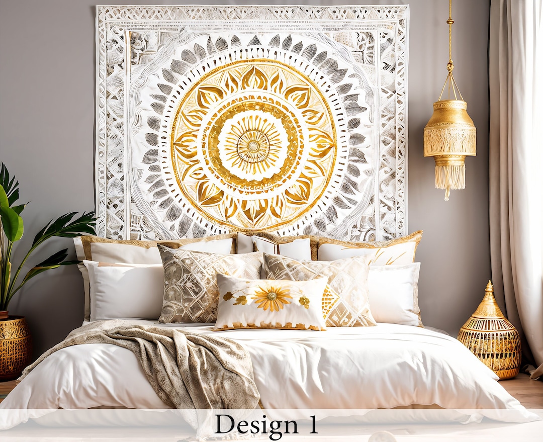 Watercolor Mandala Tapestry Wall Hanging for Bedroom Indian Living Room ...