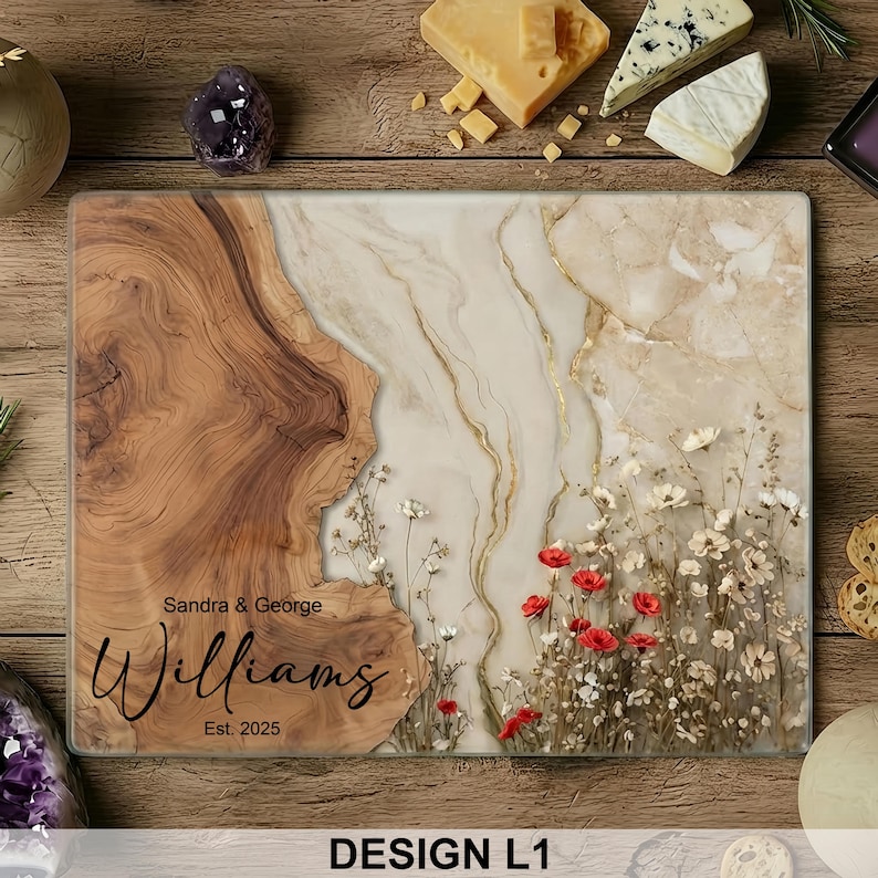 Personalized Charcuterie Board Wildflower Wood Look Cutting Board ...