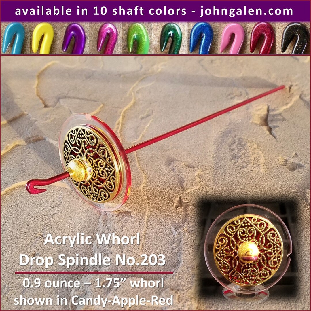 Beaded Acrylic Whorl Drop Spindle No.203 - Choose From 10 Shaft Colors ...