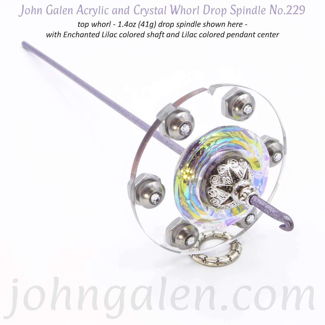 Drop Spindle No.229 - Rim Weighted Cosmic Crystal & Acrylic Whorl - 10 ...