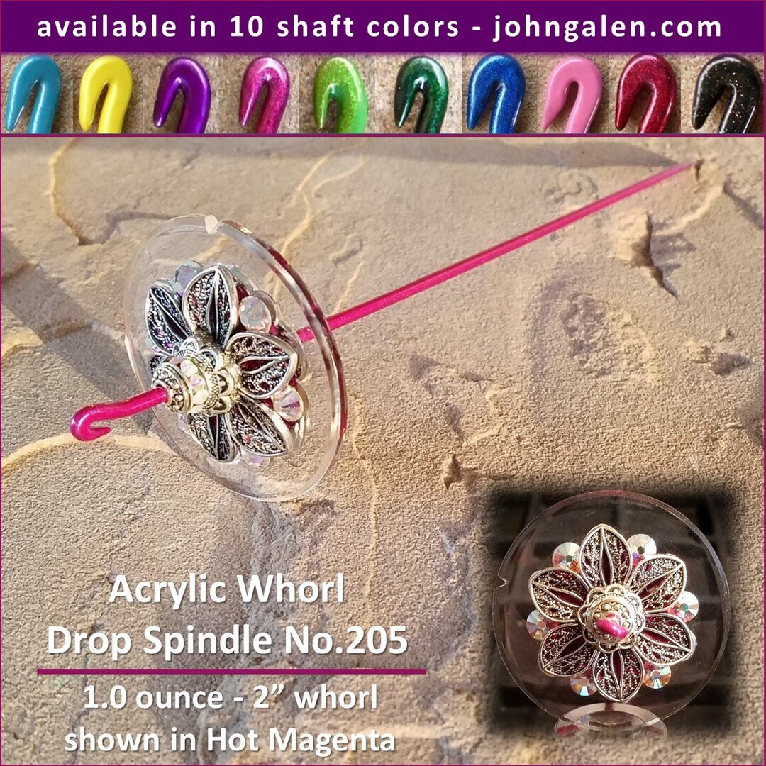 Drop Spindle No.205 - Acrylic Whorl & Floral Filigree - Choose From 10 ...