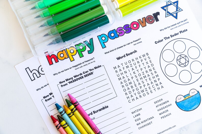 Passover Placemat and Activity Sheet Printable Coloring Sheet - Etsy