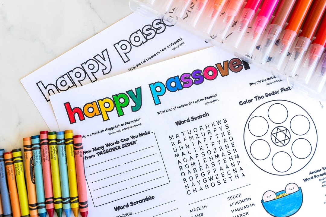 Passover Placemat and Activity Sheet Printable Coloring Sheet for ...