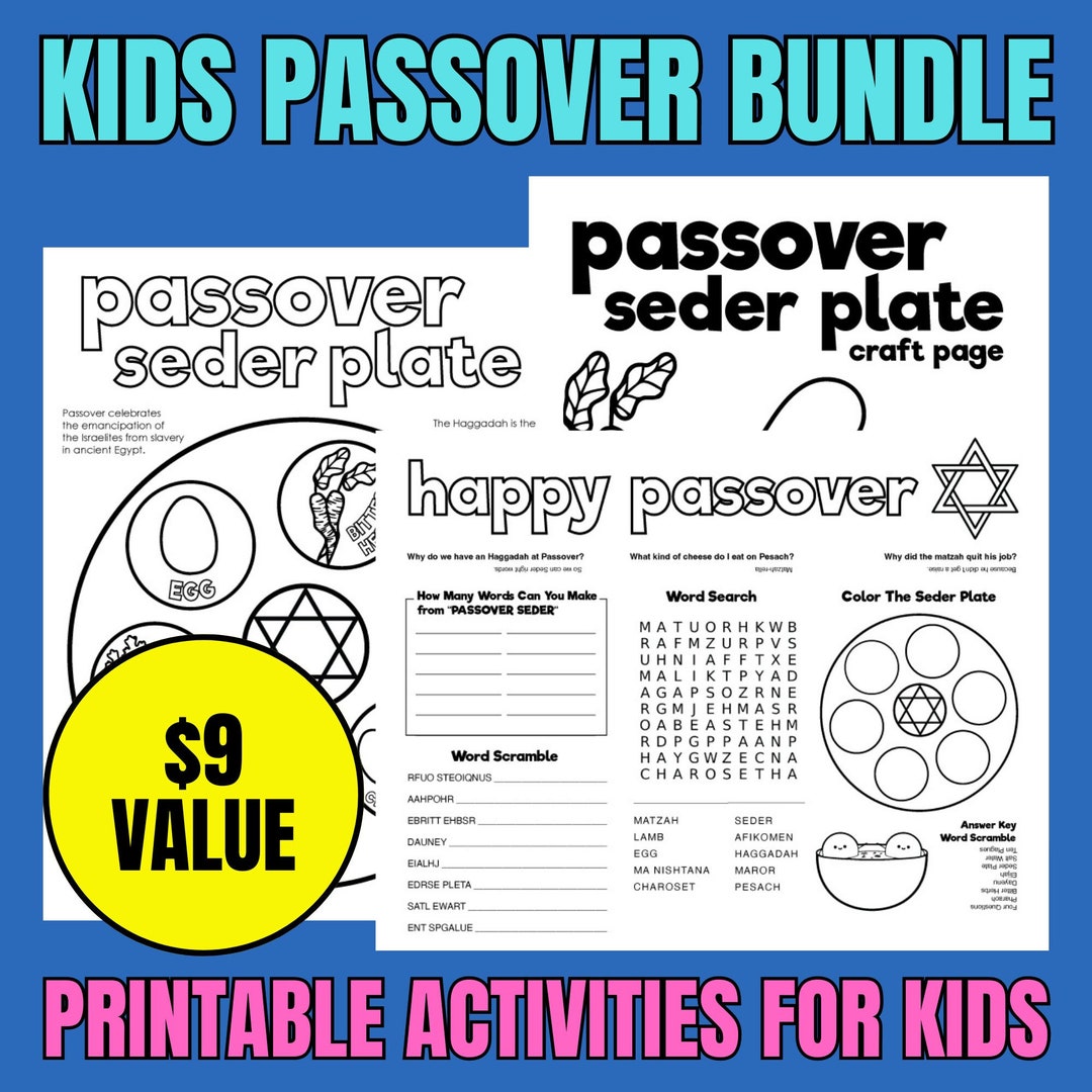 Passover Printable Bundle, Kids Activity Bundle, Passover Activity ...