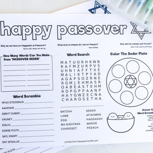 Passover Placemat and Activity Sheet Printable Coloring Sheet for ...