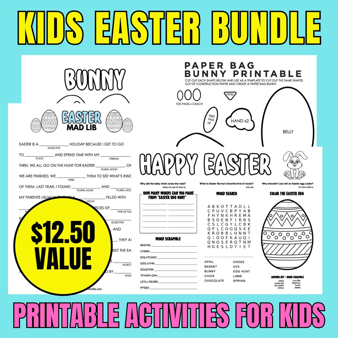Easter Printable Bundle, Kids Activity Bundle, Easter Activity, Easter ...