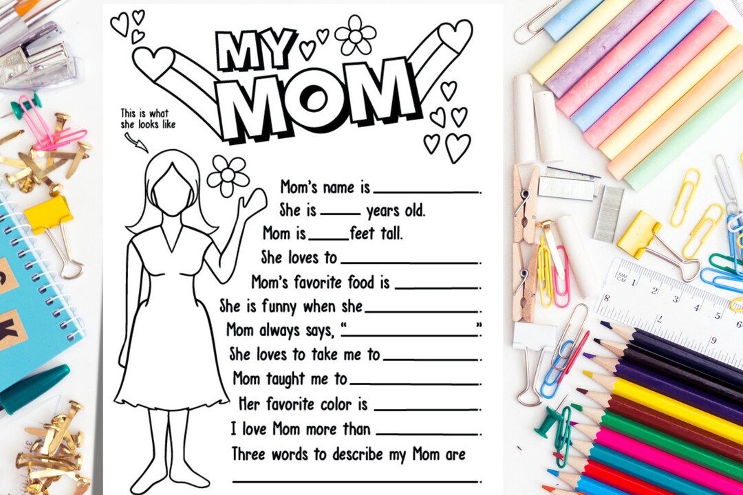 Mother's Day Q and A Printable Questionnaire Coloring Sheet for Kids ...