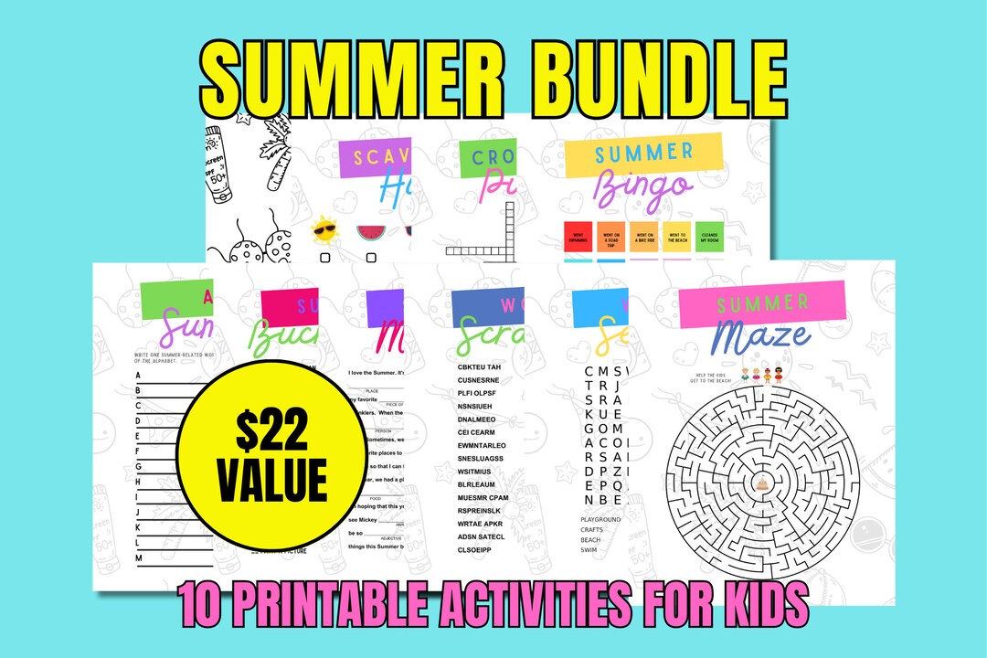 Summer Printable Bundle Kids Activity Bundle Summer - Etsy