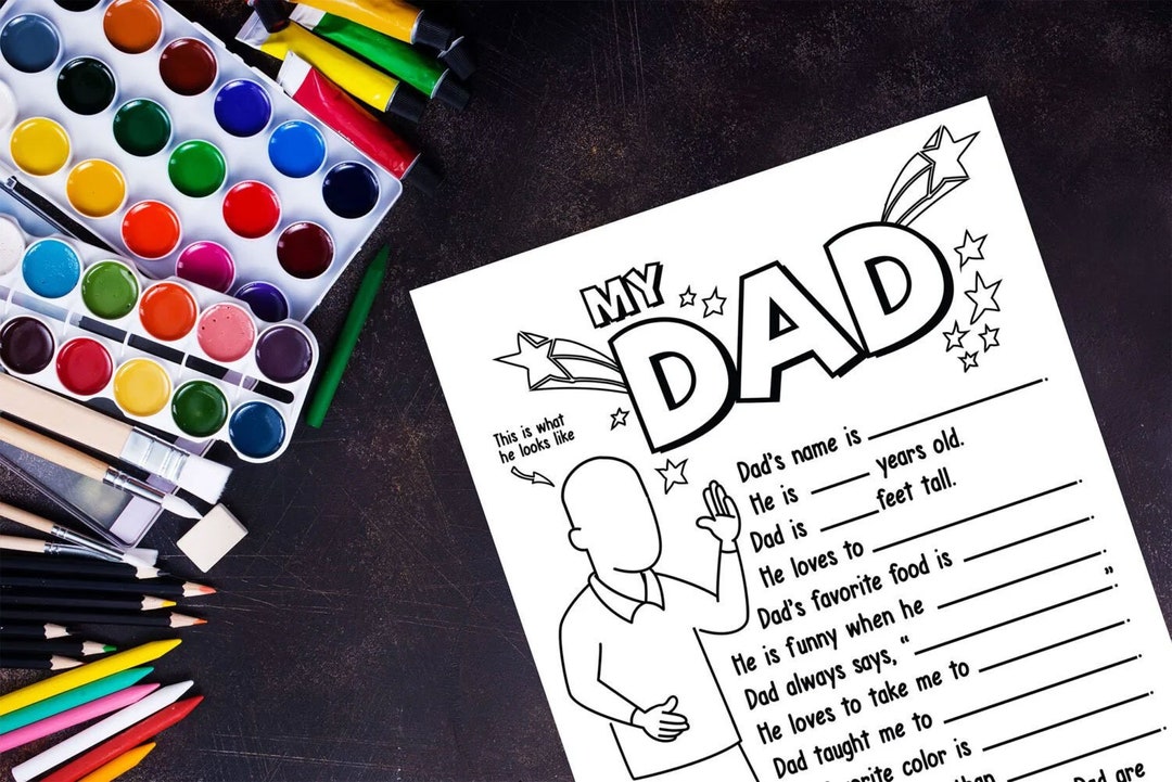 Father's Day Q and A Printable Questionnaire Coloring Sheet for Kids ...