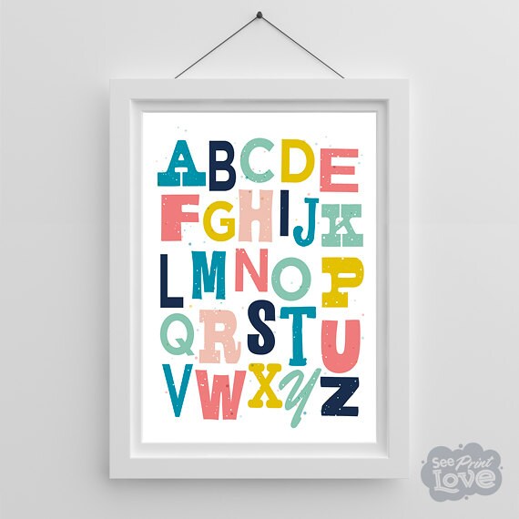 ABC Alphabet Printable Wall Art, Digital Download, Kids Nursery Wall ...
