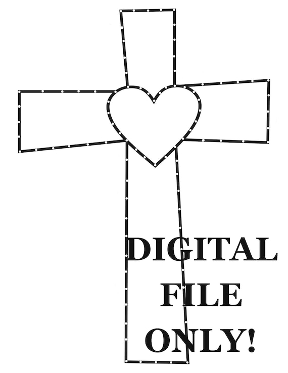 Cross With Heart String Art Template Pattern DIGITAL - Etsy