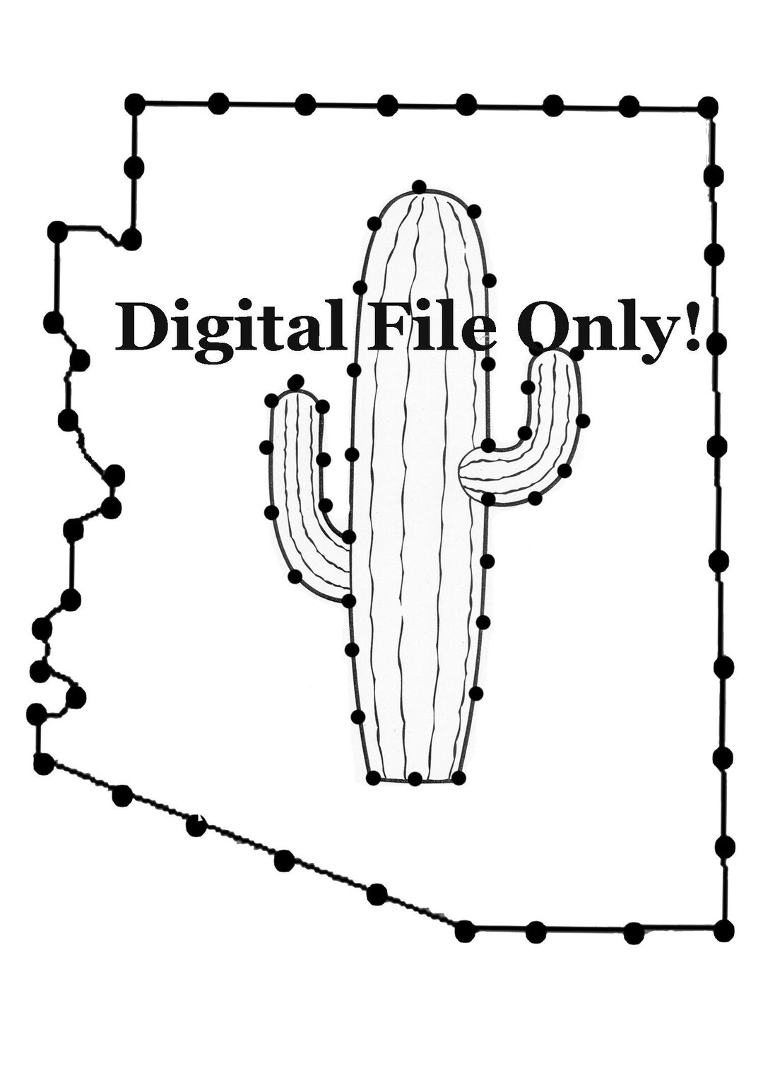 Arizona With Cactus String Art Template, Pattern, DIGITAL DOWNLOAD - Etsy