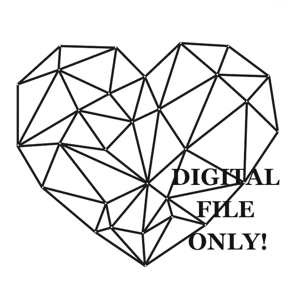 Geometric Heart String Art Template pattern DIGITAL DOWNLOAD | Etsy