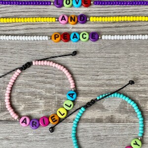 Personalized Beaded Name Bracelets, Colourful Beaded Letter Initial ...