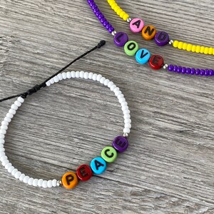Personalized Beaded Name Bracelets, Colourful Beaded Letter Initial ...