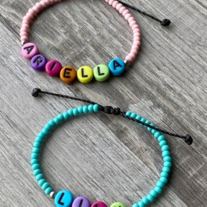 Personalized Beaded Name Bracelets, Colourful Beaded Letter Initial ...