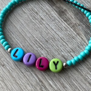 Personalized Beaded Name Bracelets, Colourful Beaded Letter Initial ...