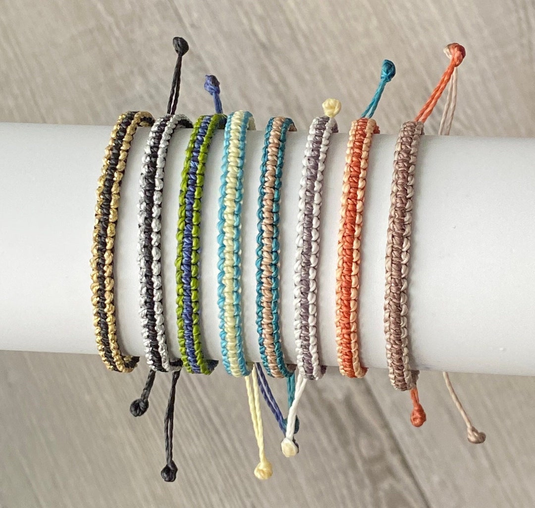 Waterproof Waxed Cord Macrame Friendship Bracelet, Choose Your 2 Colour ...
