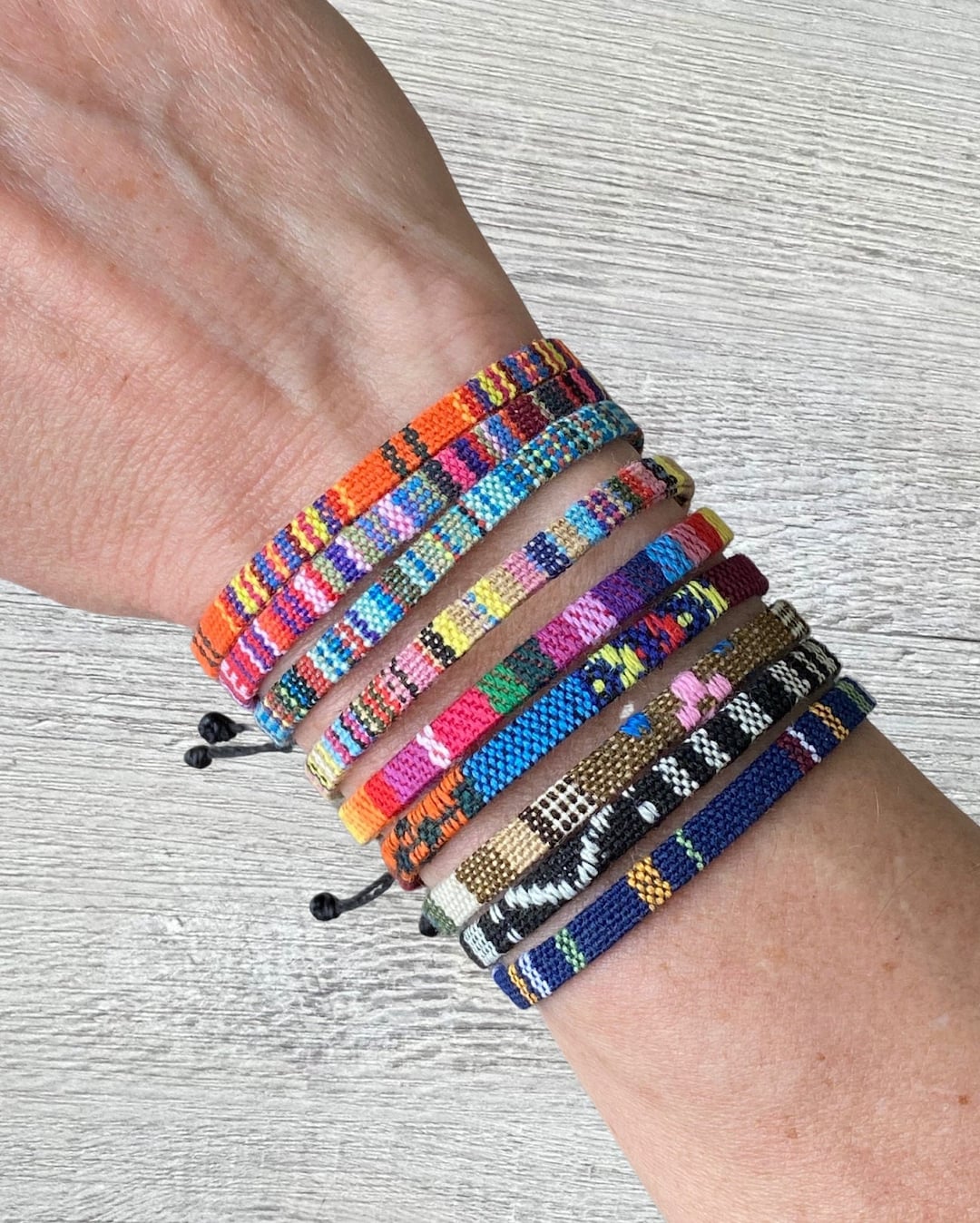 Colourful Woven Cotton Cord Bracelets, Adjustable Boho Bracelets for ...