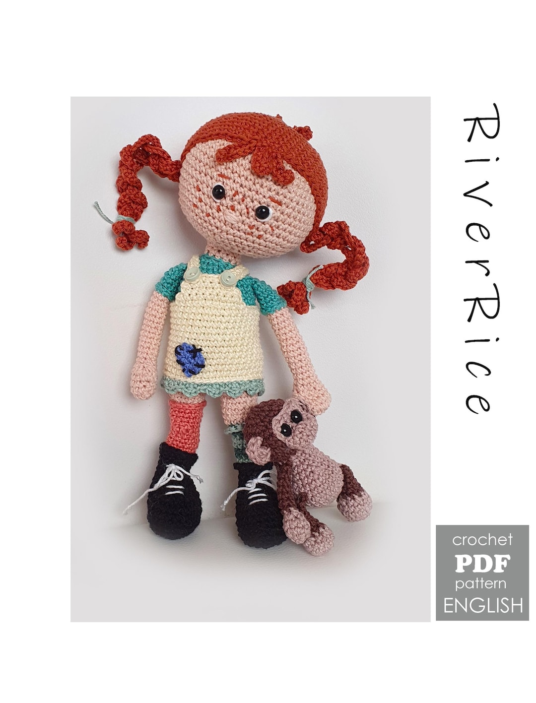 Crochet Pattern Pipa, Pattern Includes Doll, Clothes and Monkey. This ...