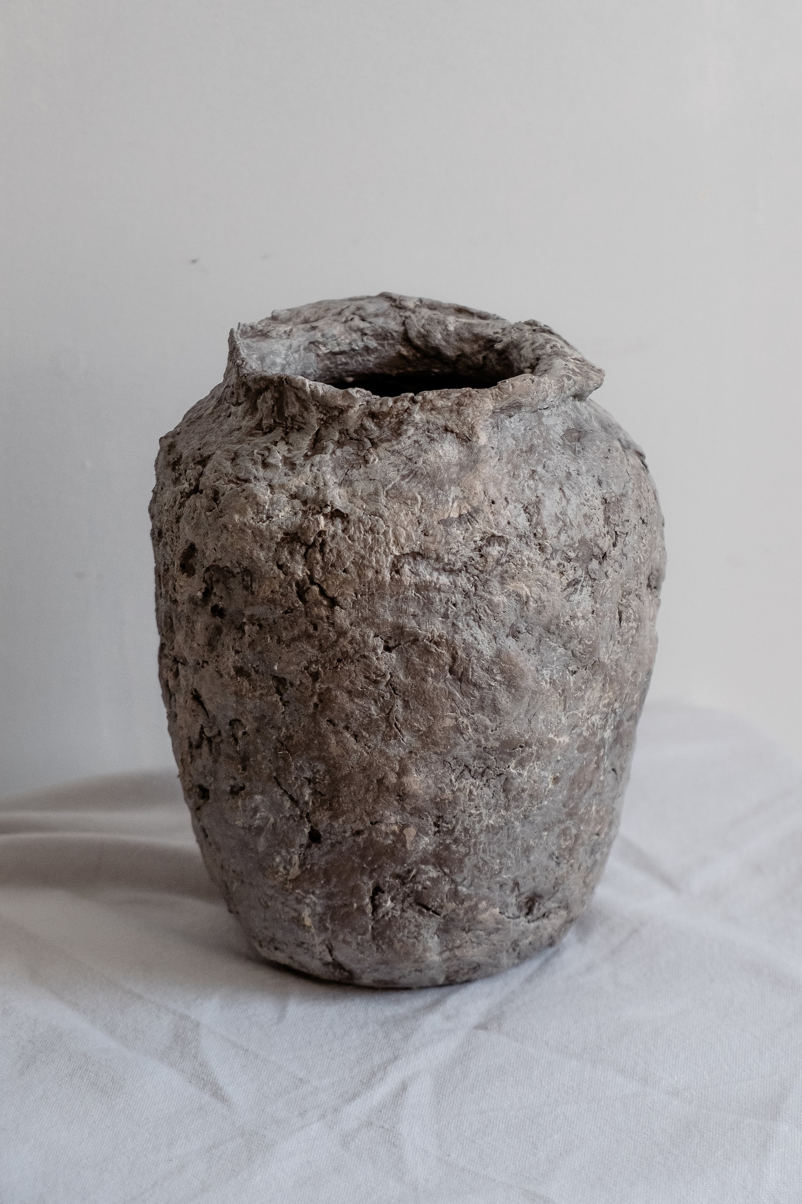 Paper Clay Vase, Handmade Ceramic, Textured Container, Wabi Sabi ...