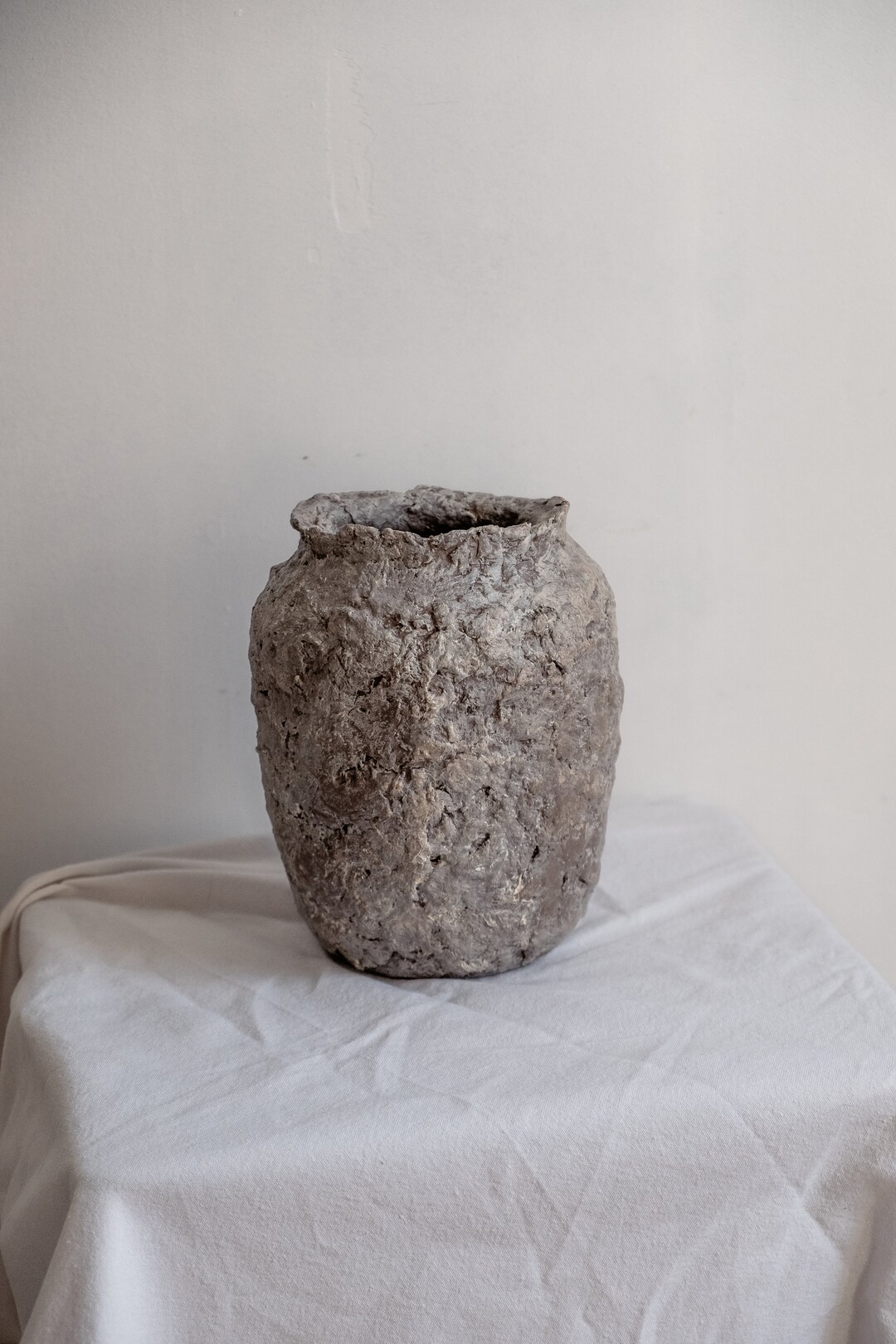 Paper Clay Vase, Handmade Ceramic, Textured Container, Wabi Sabi ...