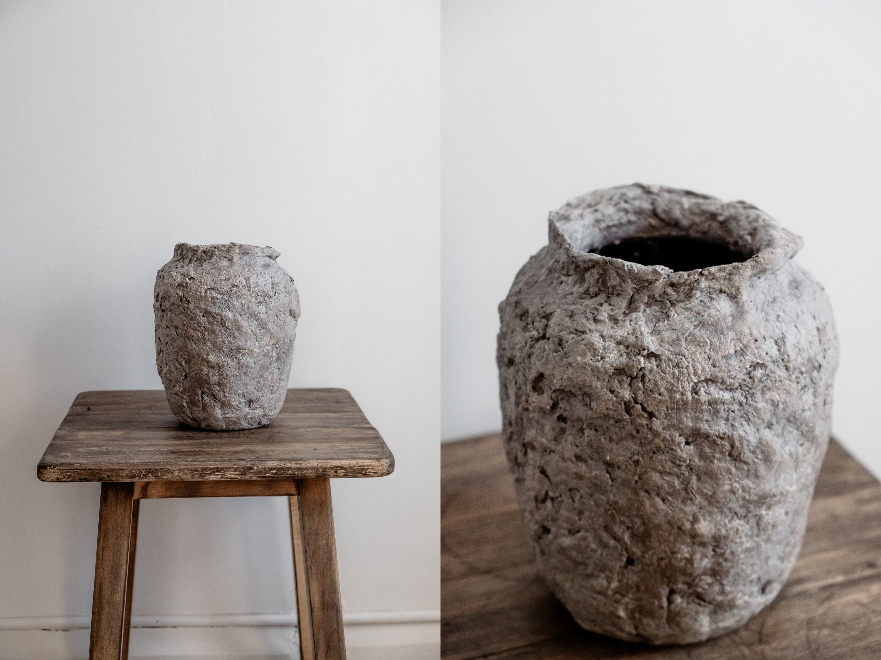 Paper Clay Vase, Handmade Ceramic, Textured Container, Wabi Sabi ...