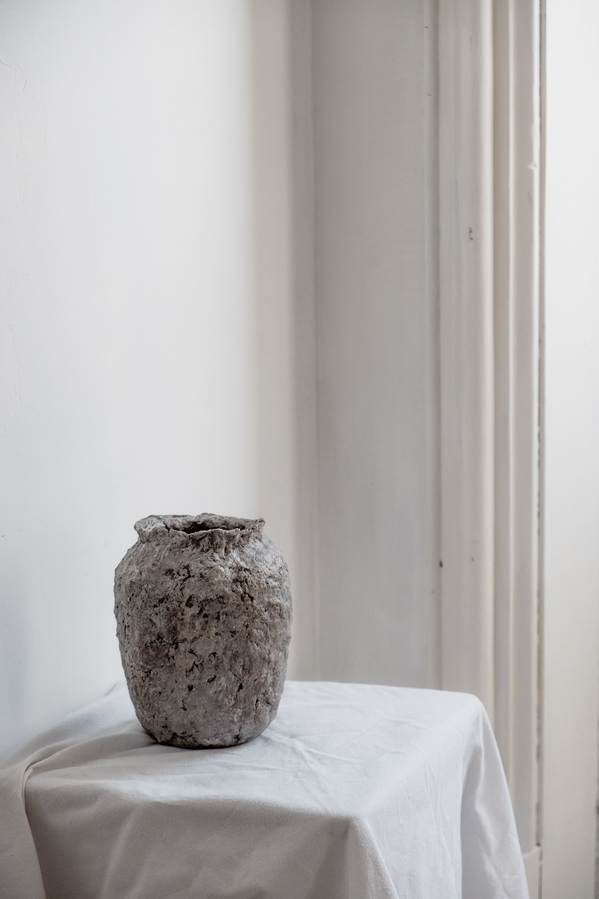 Paper Clay Vase, Handmade Ceramic, Textured Container, Wabi Sabi ...