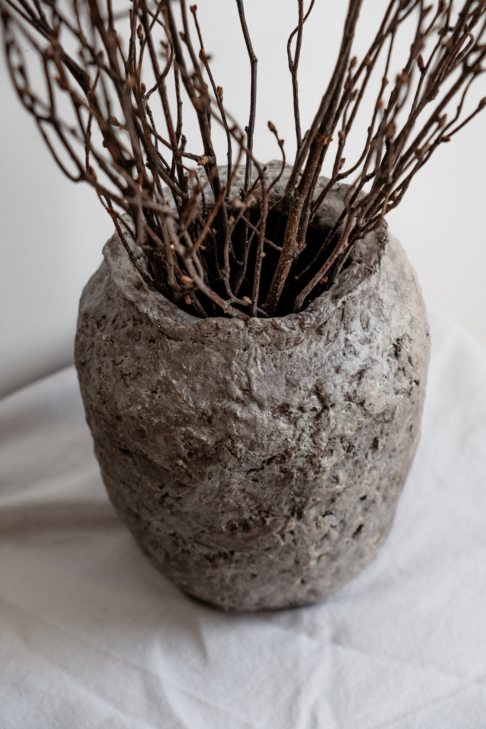 Paper Clay Vase, Handmade Ceramic, Textured Container, Wabi Sabi ...