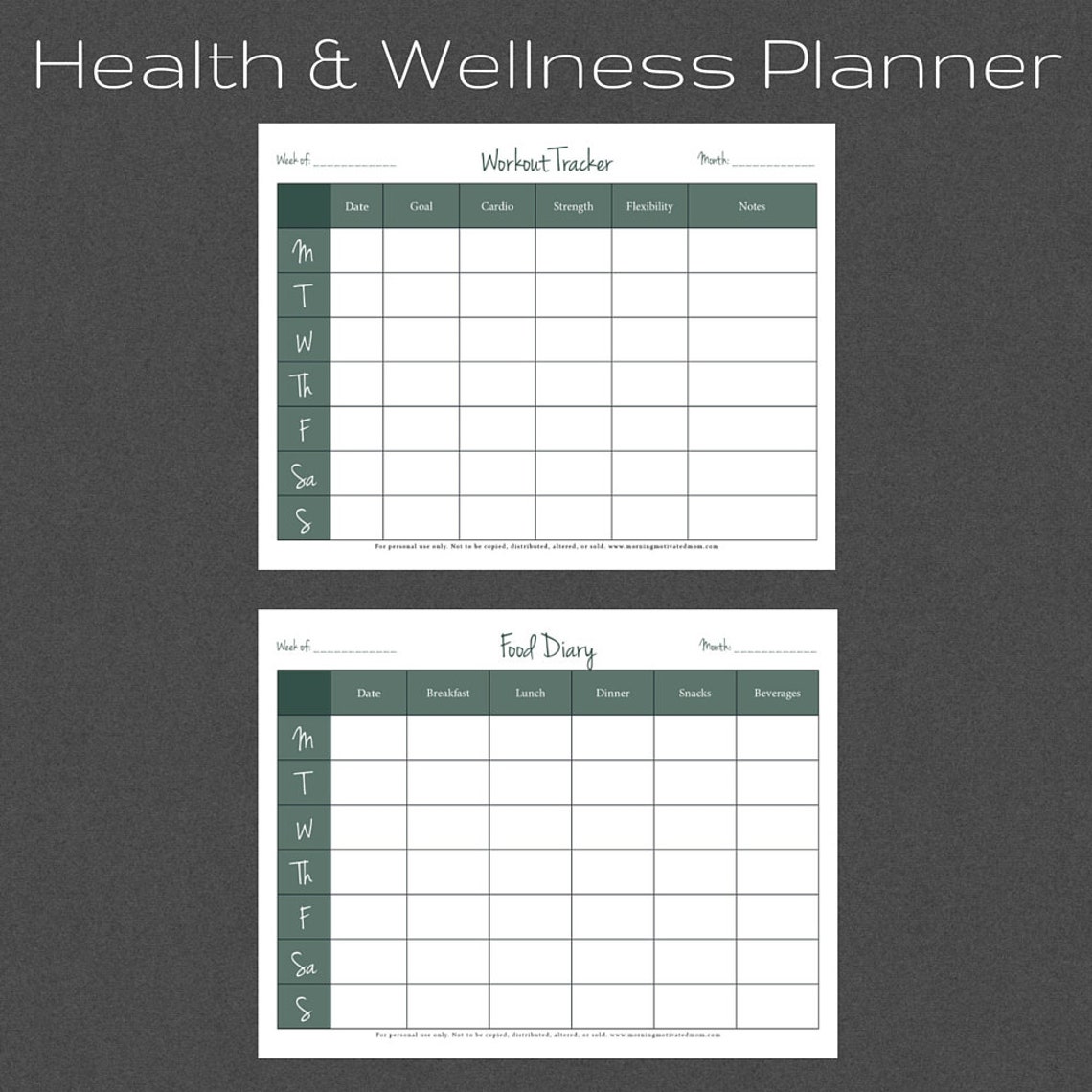 Health and Wellness Printable Planner, Health and Fitness Goal Planner ...