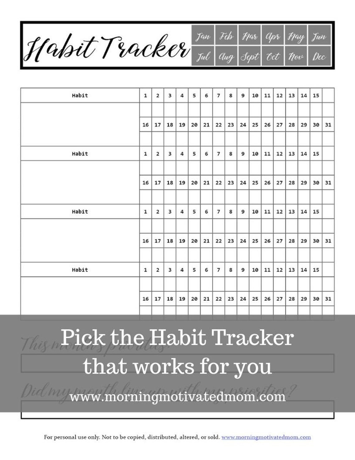 Habit Tracker Printables Track Your Habits Daily Weekly or - Etsy