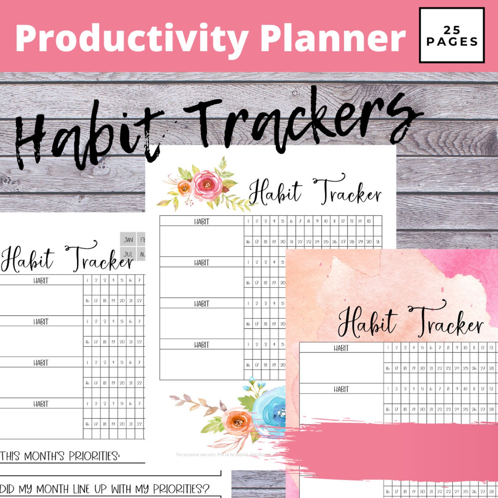 Productivity Planner, Printable Planner, Productivity Pack, Daily ...