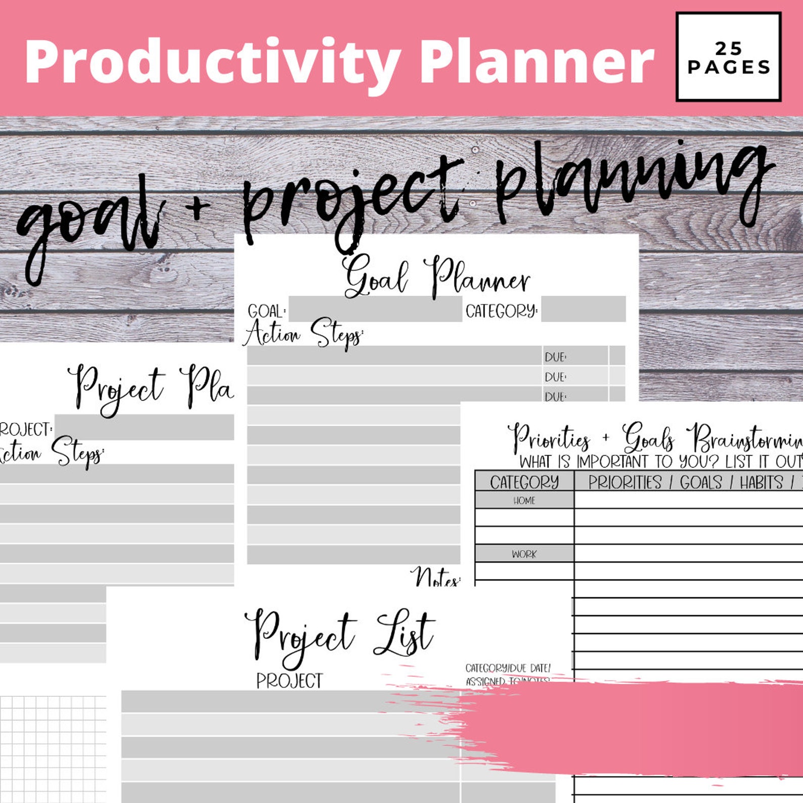 Productivity Planner, Printable Planner, Productivity Pack, Daily ...