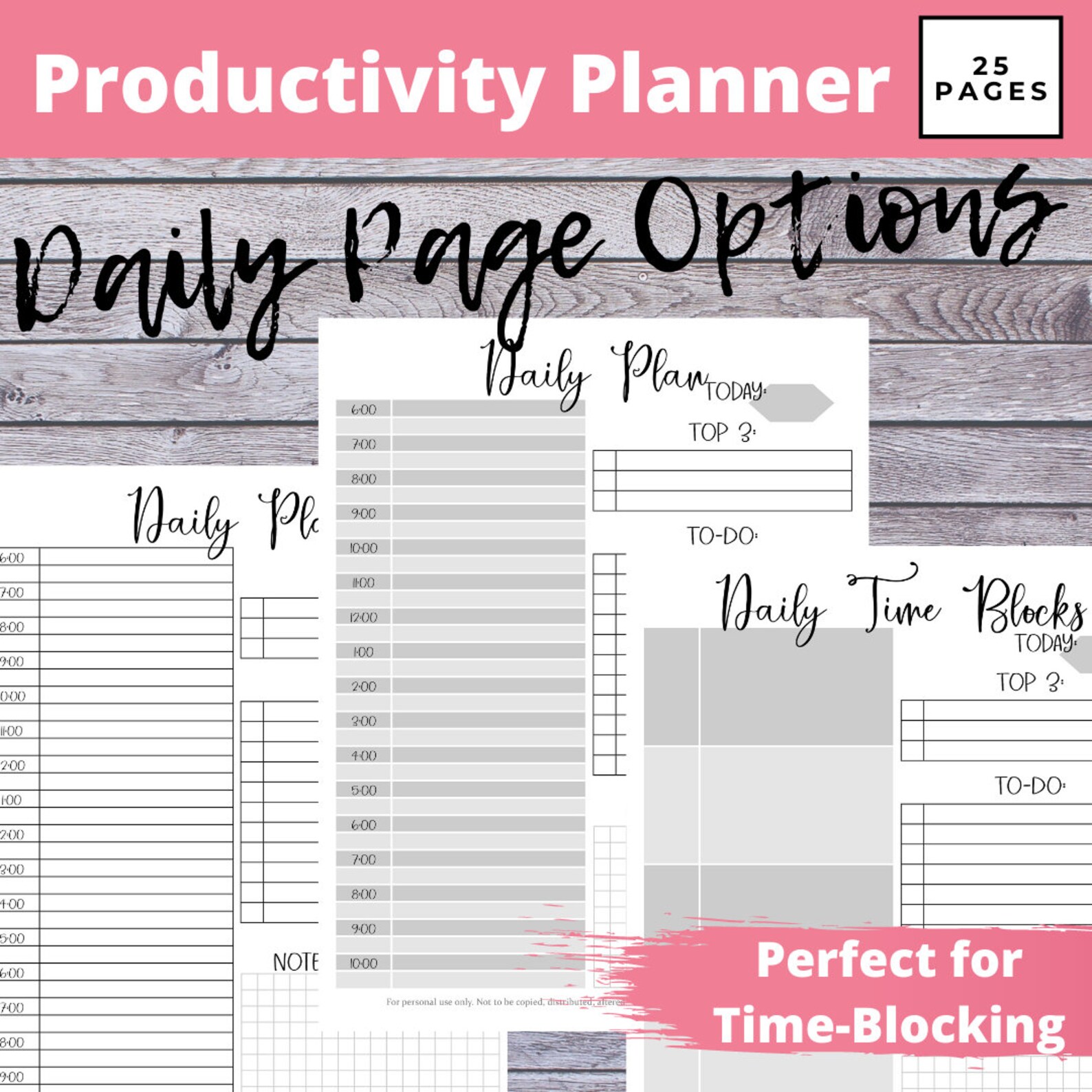 Productivity Planner, Printable Planner, Productivity Pack, Daily ...