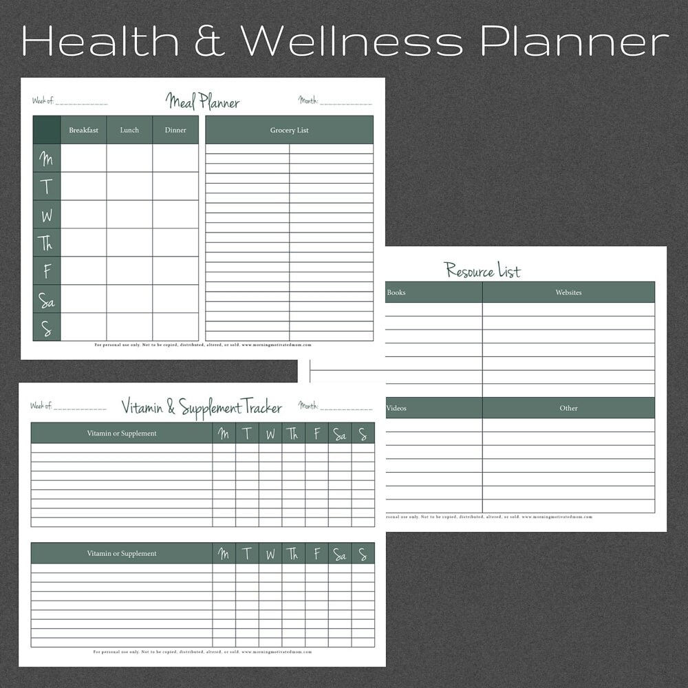 Health and Wellness Printable Planner, Health and Fitness Goal Planner ...
