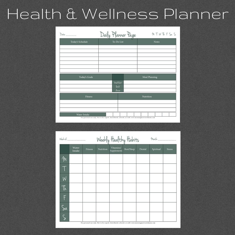 Health and Wellness Printable Planner, Health and Fitness Goal Planner ...