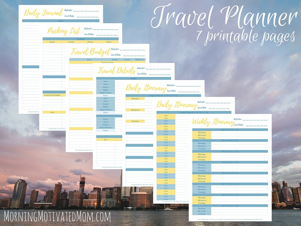 Travel Planner Printable, Vacation Planner, Daily Itinerary, Weekly ...