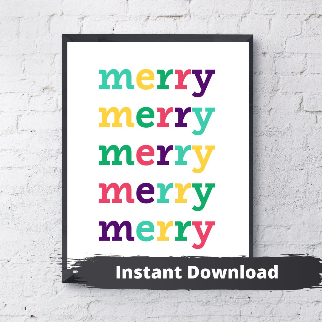 Merry Merry Merry Print, Holiday Print, Holiday Decor, Colorful ...